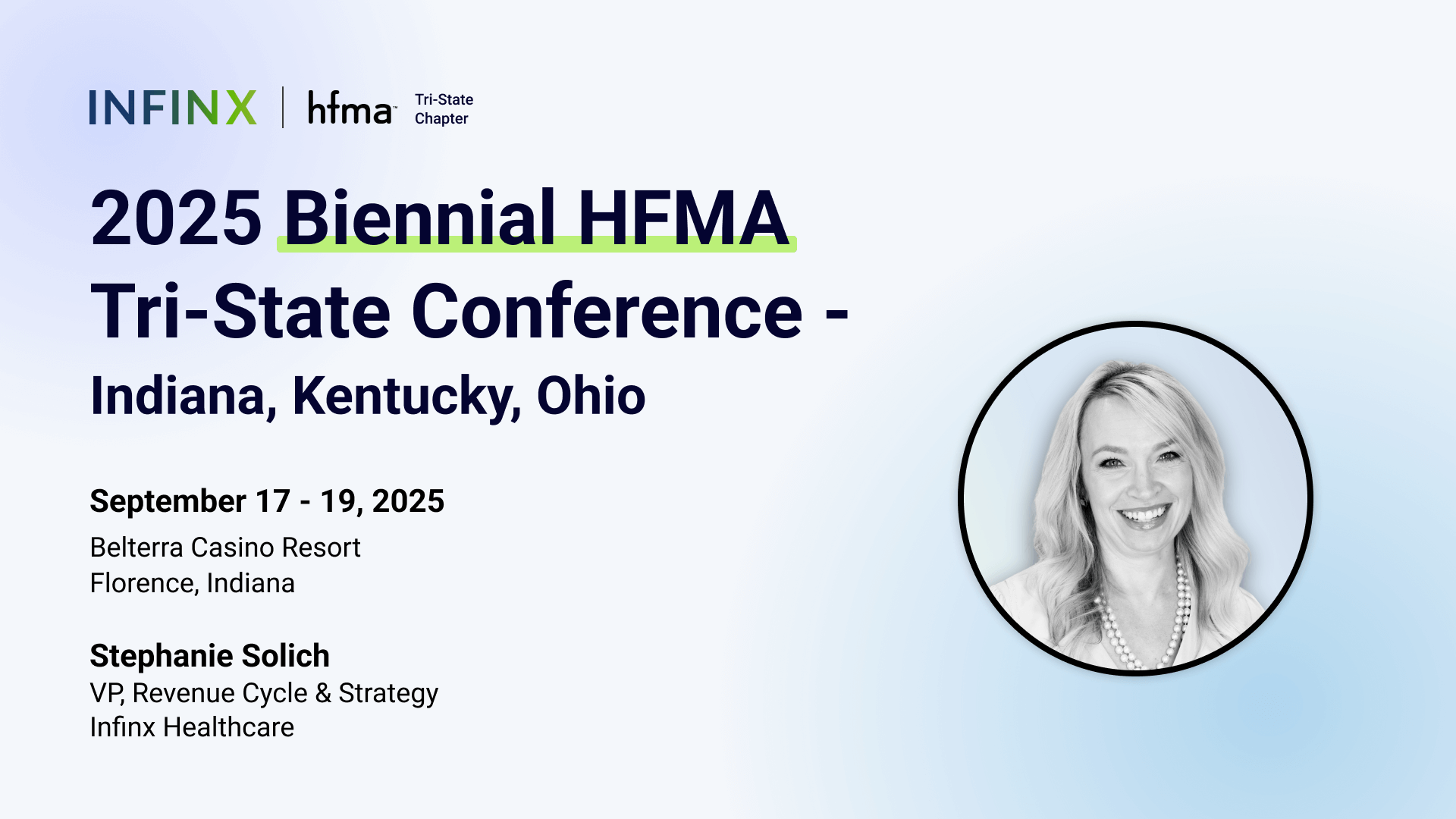 [Tradeshow] Meet Stephanie Solich at HFMA Tri-State 2025 | Infinx